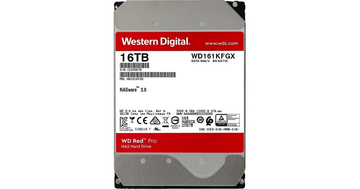 WD Red Pro, 16 To, Disque dur WD161KFGX, SATA 600, 24/7, AF
