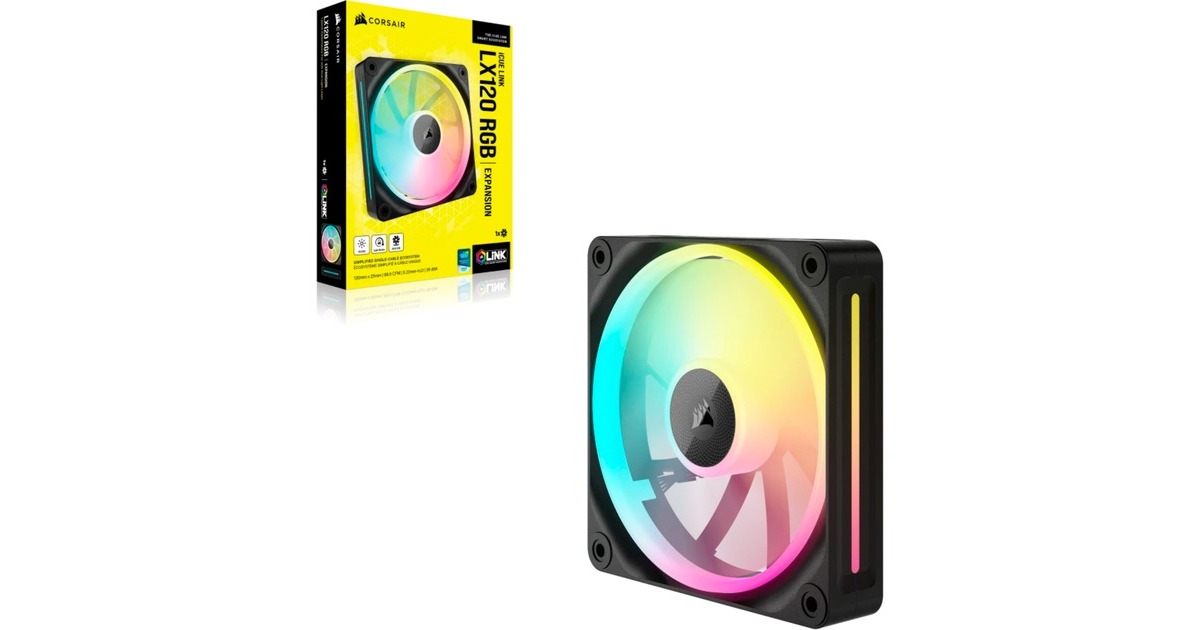 Corsair iCUE LINK LX120 RGB, Ventilateur de boîtier Noir, connecteur de ...