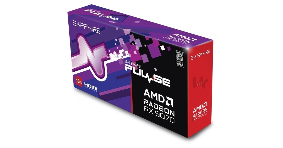 SAPPHIRE Radeon RX 9070 Pulse, Carte graphique Noir, 2x DisplayPort, 2x ...