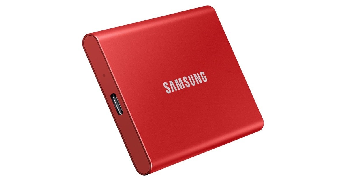 Samsung Portable T7, 1 To SSD externe Rouge, MU-PC1T0R/WW, USB 3.2 Gen.2 (10 Gbps)