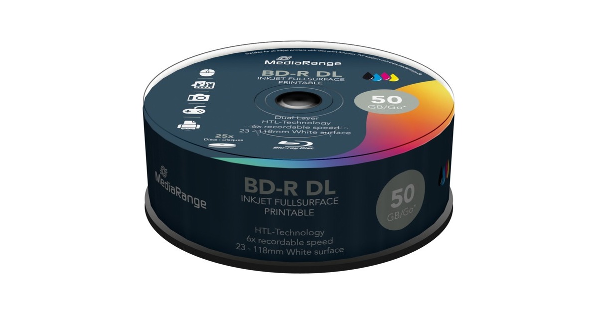 MediaRange MR510 disque vierge Blu-Ray BD-R DL 50 Go 25 pièce(s ...