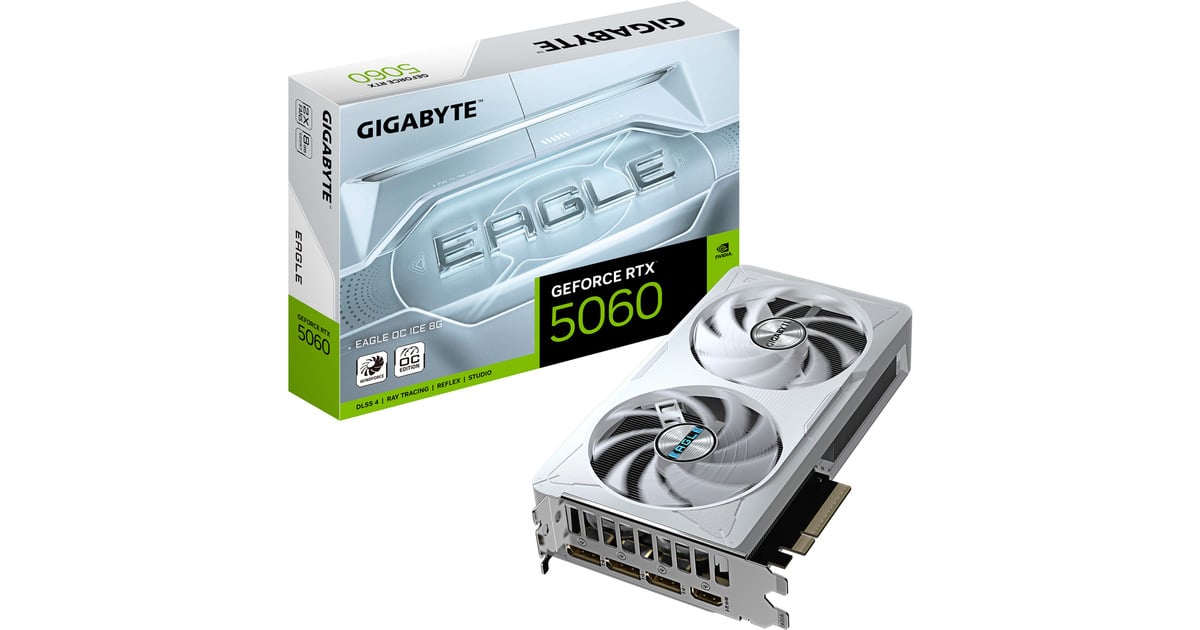 GIGABYTE GeForce RTX 5060 EAGLE OC ICE 8G, Carte graphique 3x DisplayPort, 1x HDMI, DLSS 4