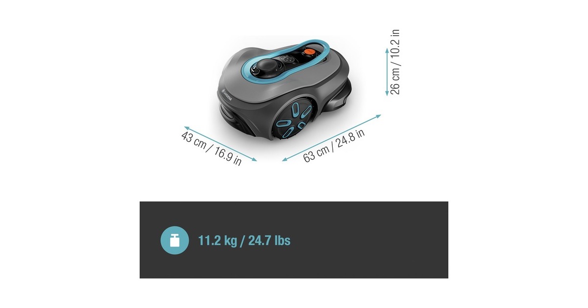 GARDENA 19922-20, Robot tondeuse Gris/Turquoise