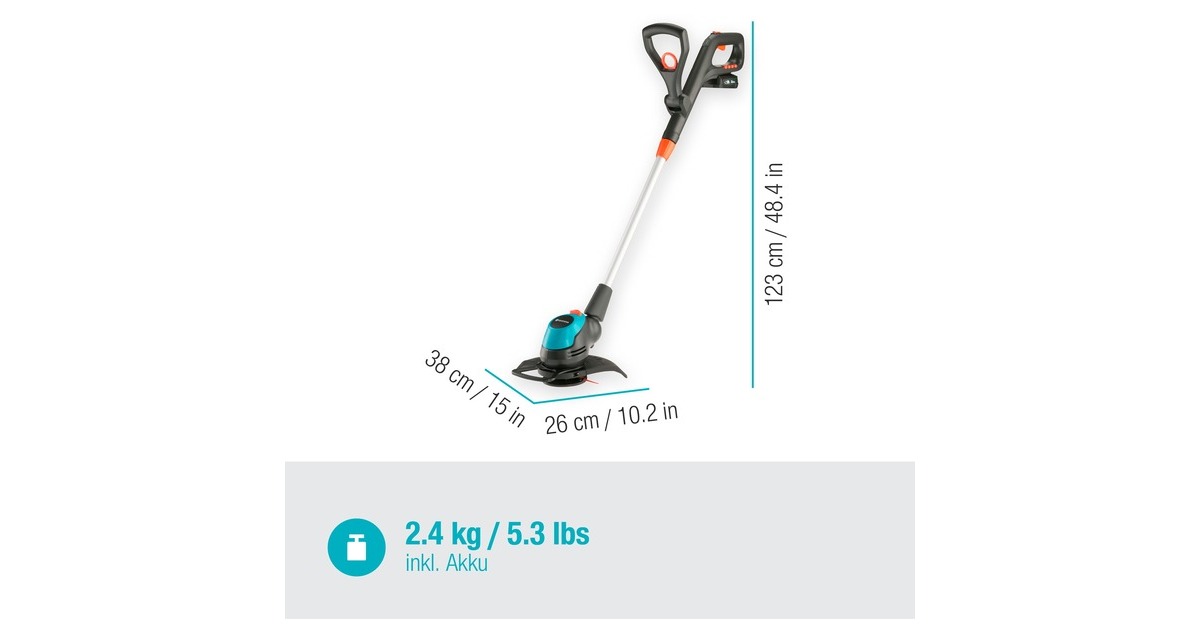 GARDENA Ensemble EasyCut 23/18V P4A, Coupe-bordures Gris/Turquoise ...