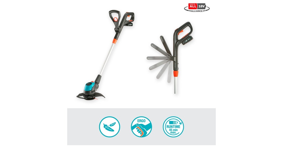 GARDENA Ensemble EasyCut 23/18V P4A, Coupe-bordures Gris/Turquoise ...