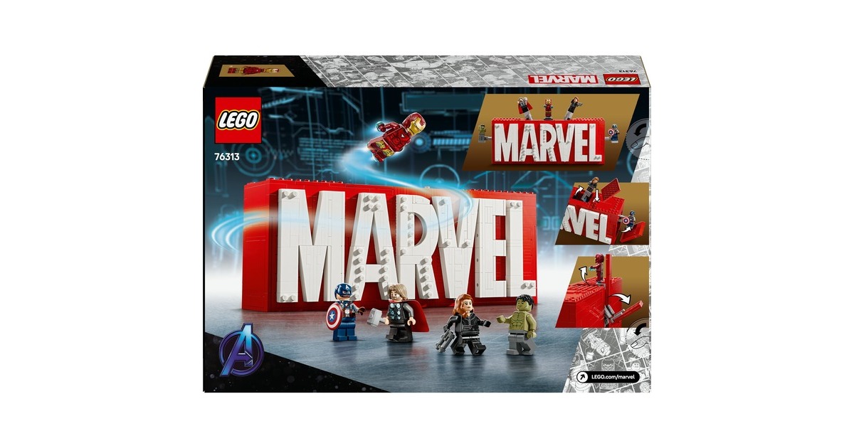 Lego Marvel Super Heroes - Logo MARVEL et minifigures, Jouets de ...
