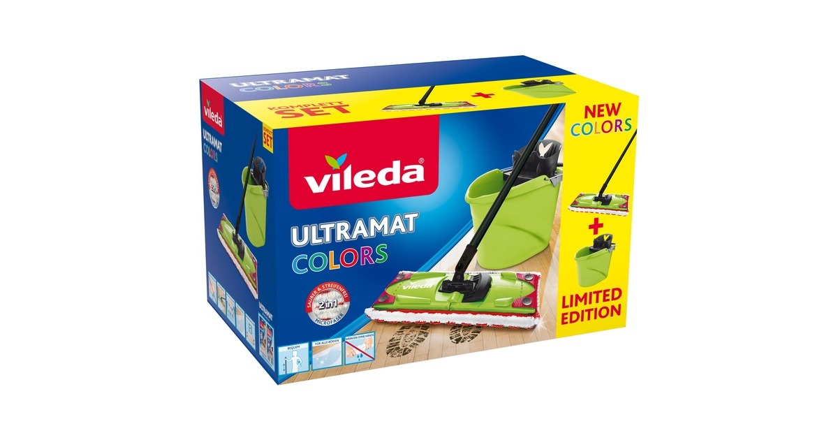 Vileda Ultramat Colors 2en1 Complete, Serpillère Vert/Noir