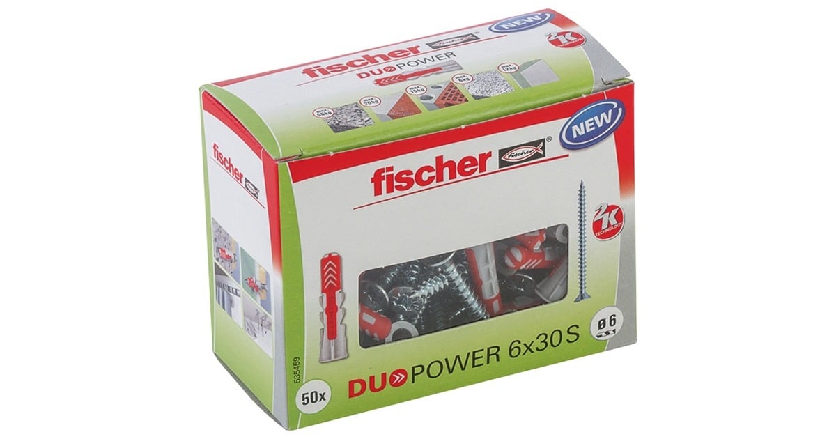 Fischer DUOPOWER 6x30 S LD, Cheville Gris clair/Rouge