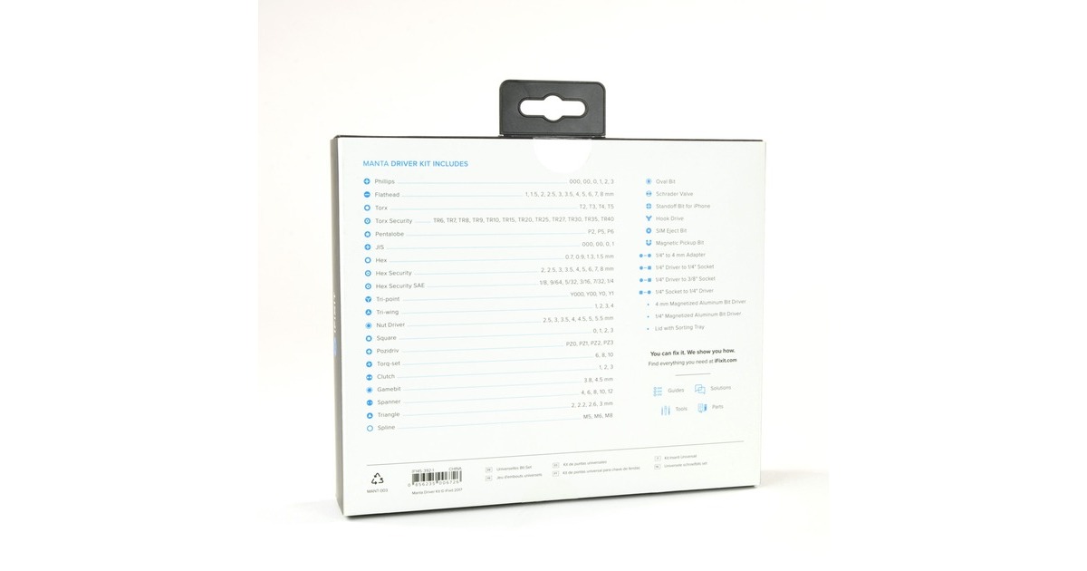 iFixit Manta Precision 112 Bit, Set d'embouts de vissage Noir/Bleu