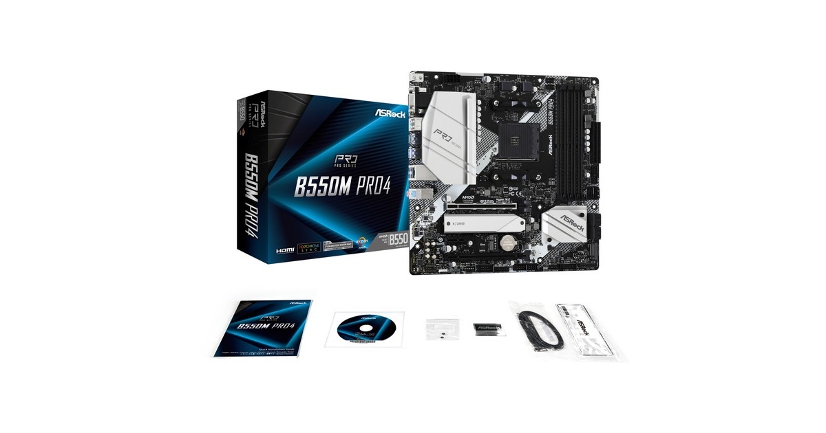 ASRock B550M Pro4 carte mère socket AM4 RAID, Gb-LAN, Sound, ATX