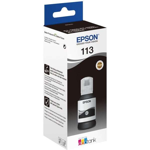Epson 113 EcoTank Pigment Black ink bottle, Encre Original, Noir, Epson ...