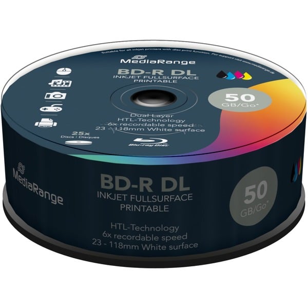 MediaRange MR510 disque vierge Blu-Ray BD-R DL 50 Go 25 pièce(s ...